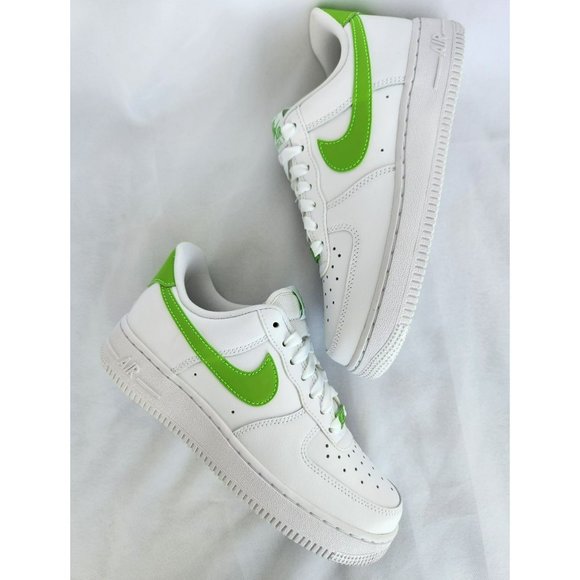 Nike | Shoes | 65 Womens Nike Air Force One Af White Green Sneakers ...
